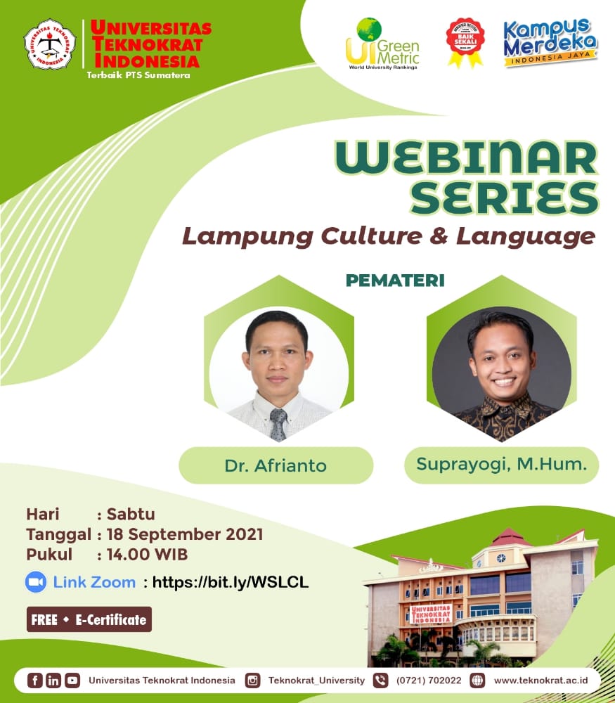 Teknokrat Webinar Series Now Talks about “Lampung Culture and Language ...
